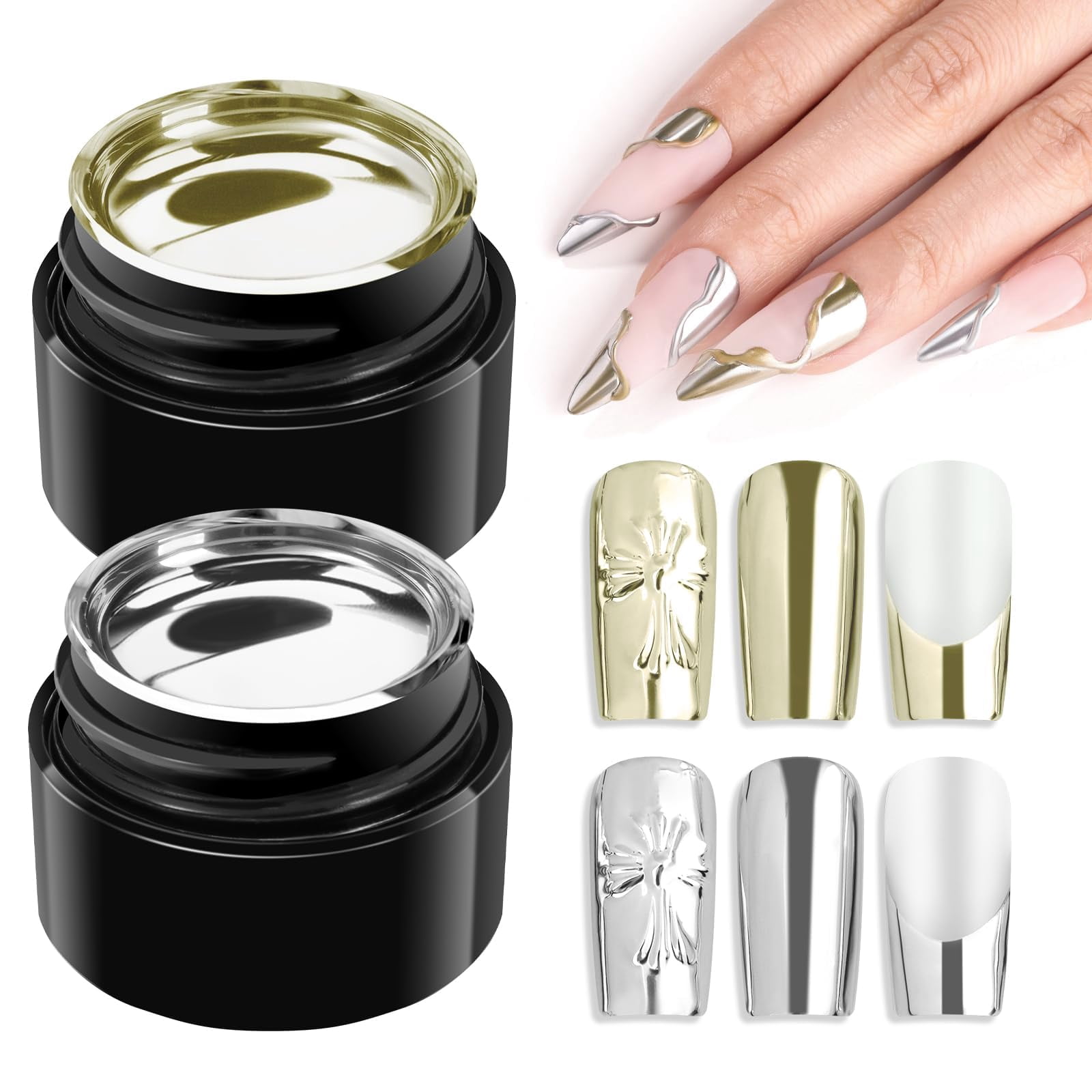 KACG 3D Painting Gel Clear Nail Gel For Chrome Nail Powder Micro 3D ...