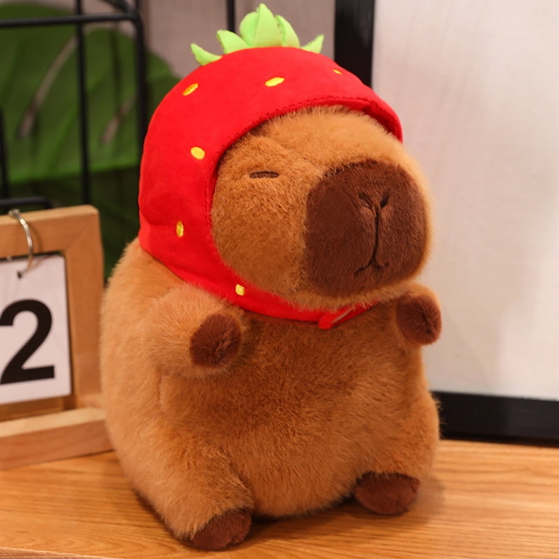 KACG Capybara plush toy cute Capybara wearing a hat and carrying a ...