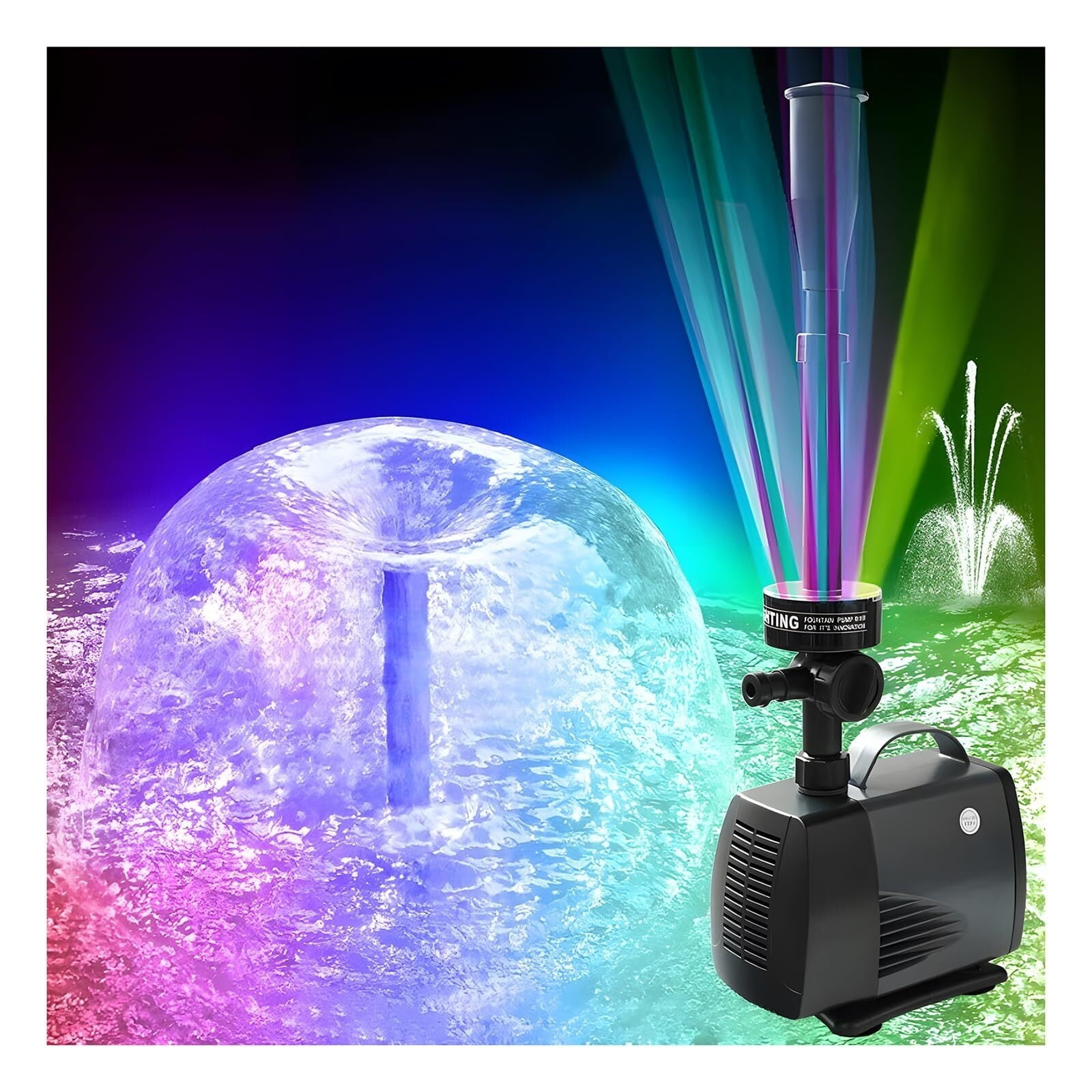 KACG Fountain Pump with LED Color Lighting, Submersible Fountain Pump ...