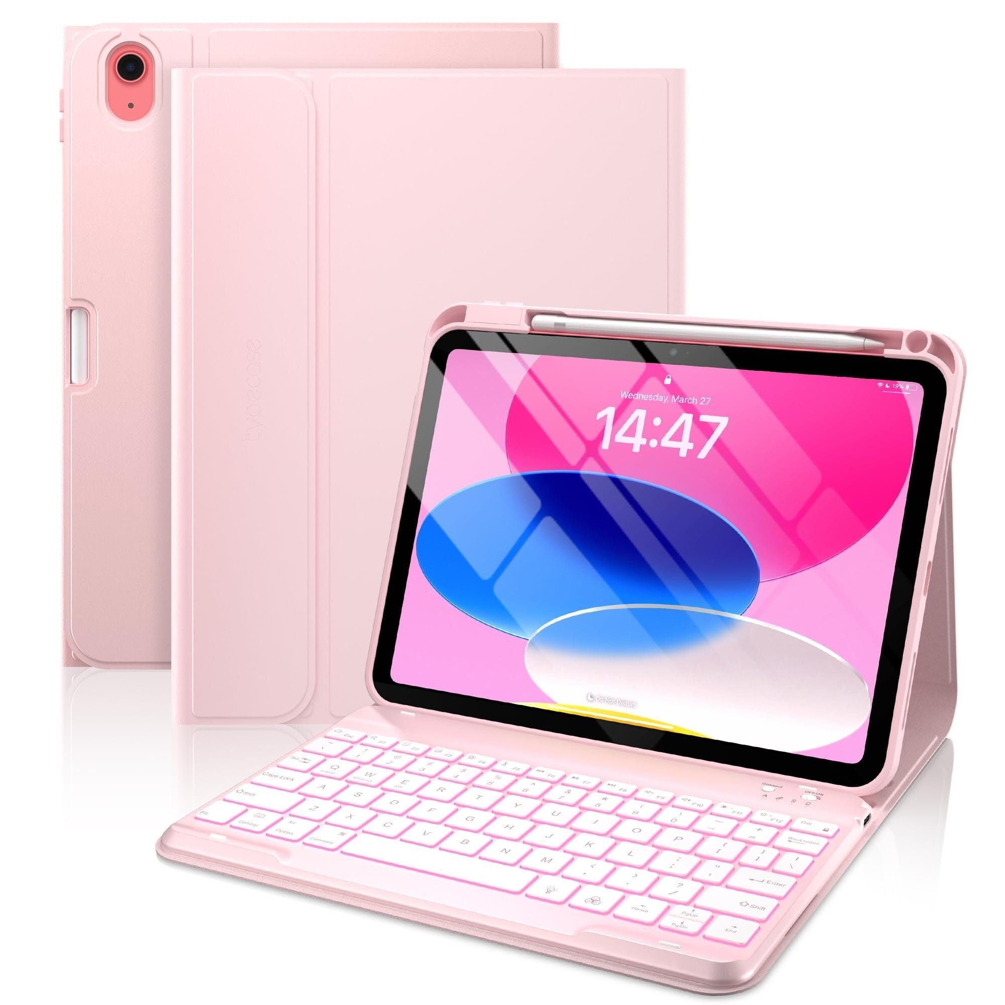 KACG Keyboard Case for iPad 10th Generation 2022 (10.9"), 7-Color ...
