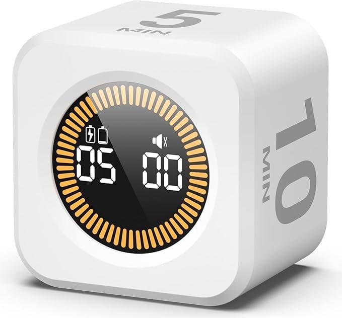 KADAMS Rotating Visual Timer Cube, 5/10/25/50 Minute Countdown Timer, Silent Pomodoro Timer for ...