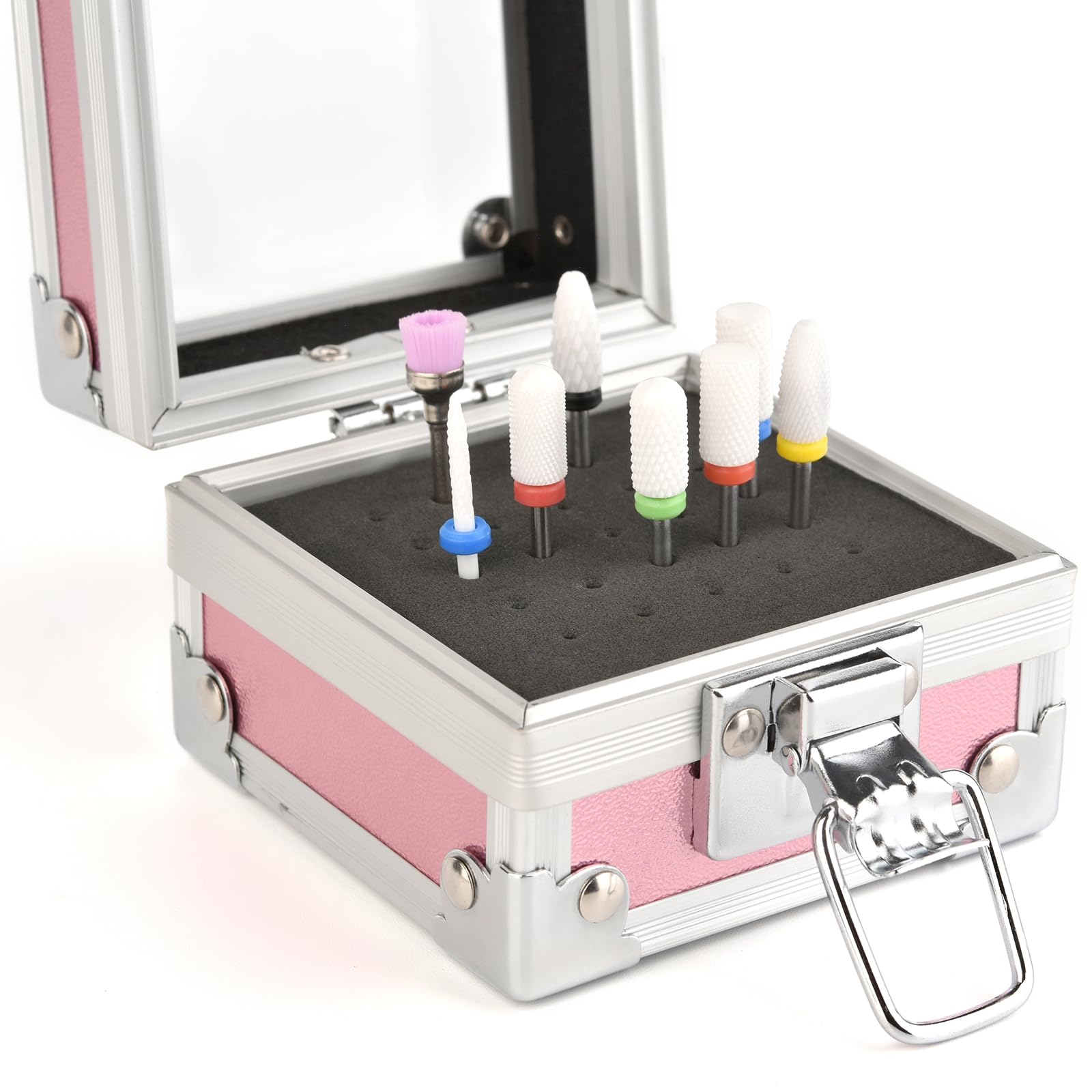 KADS Aluminium Nail Drill Bit Holder Storage Box,25 Holes Nail Drill ...