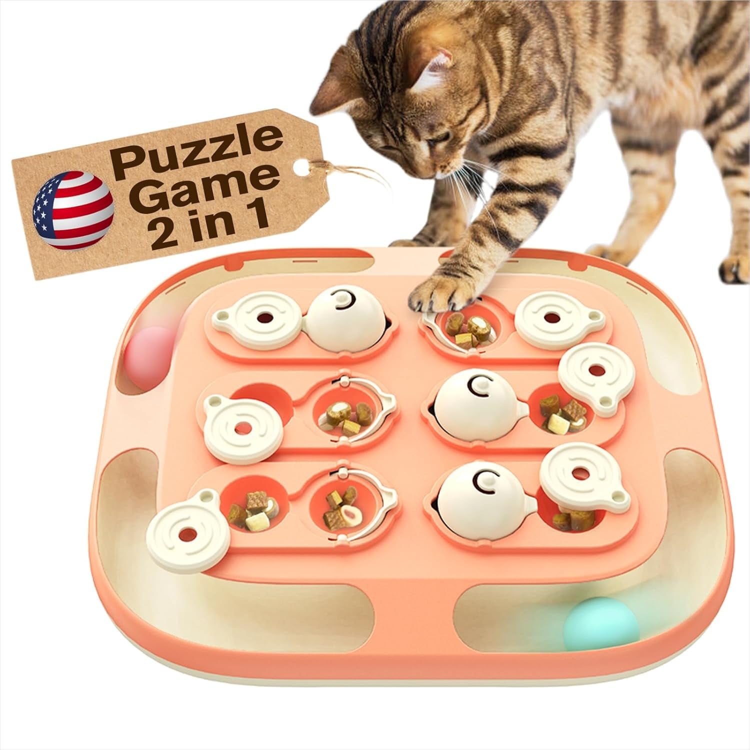 KADTC Cat Puzzle Games Level 2 in 1 Intelligence Mind Game Track Balls ...