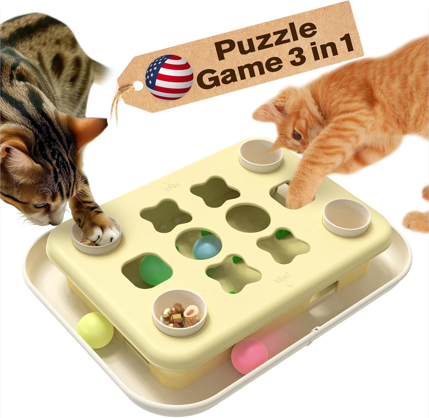 KADTC Cat Puzzle Games Level 3 in 1 Intelligence Mind Game Track Balls ...