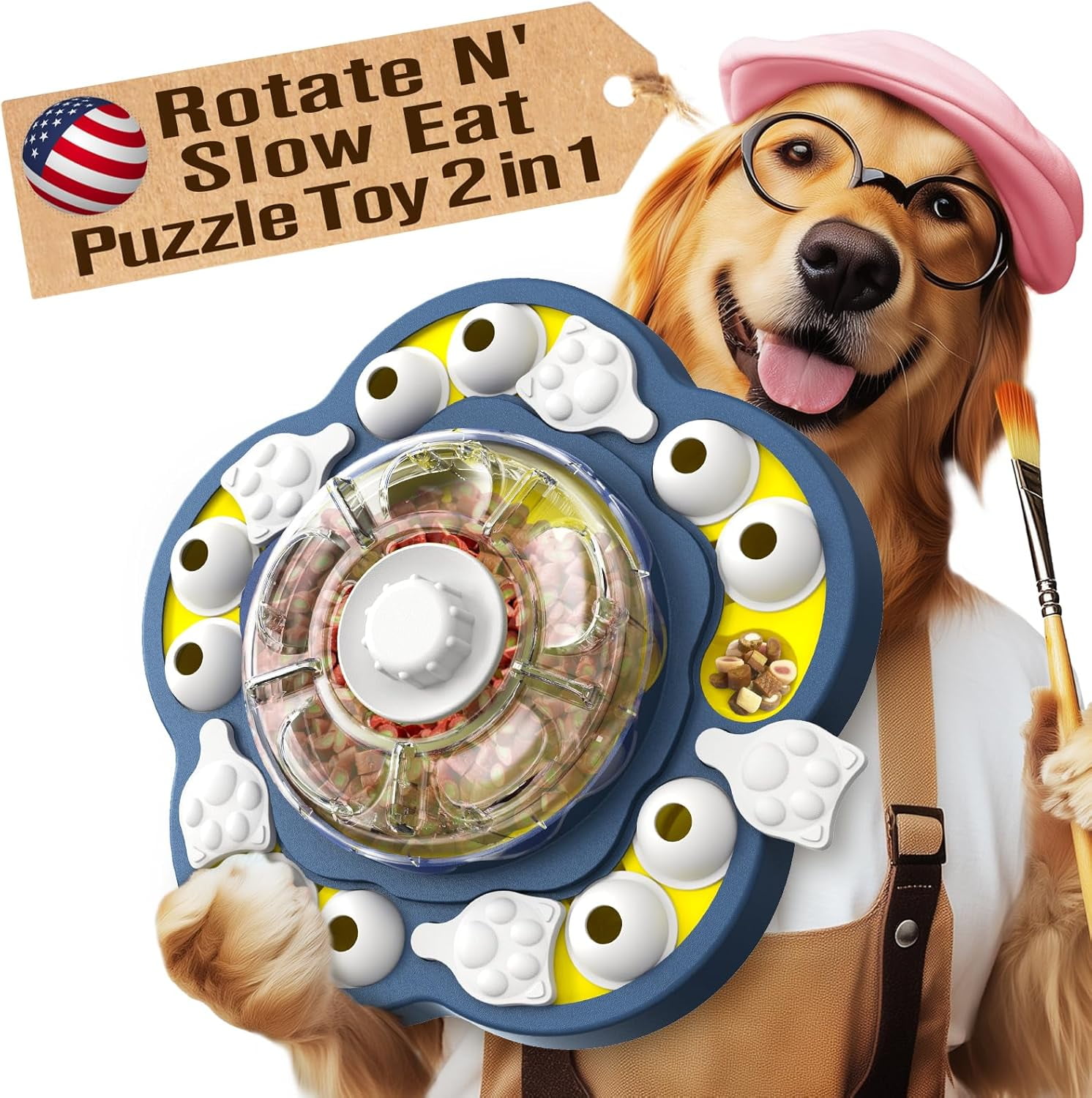 KADTC Dog Puzzle Toys Rotate N' Eat Slow Puzzles Feeder Puppy ...