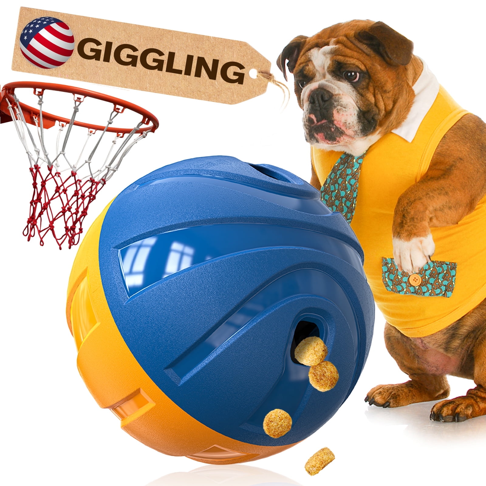 KADTC Dog Treat Giggling Ball - Adjustable Food Dispensing Speed ...