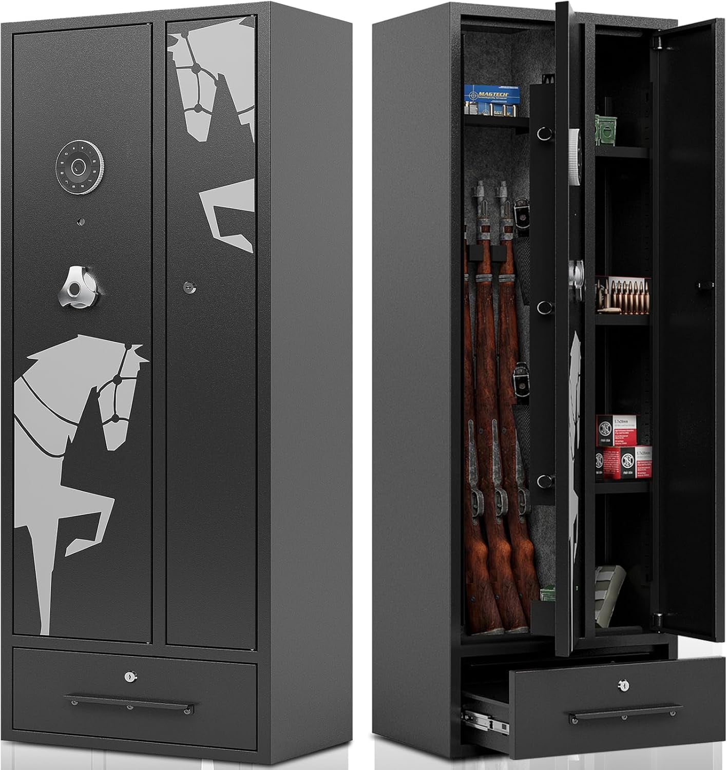 KAER 6 Gun Safe,Gun Safe for Rifles and Pistols Gun Cabinet,Multi ...