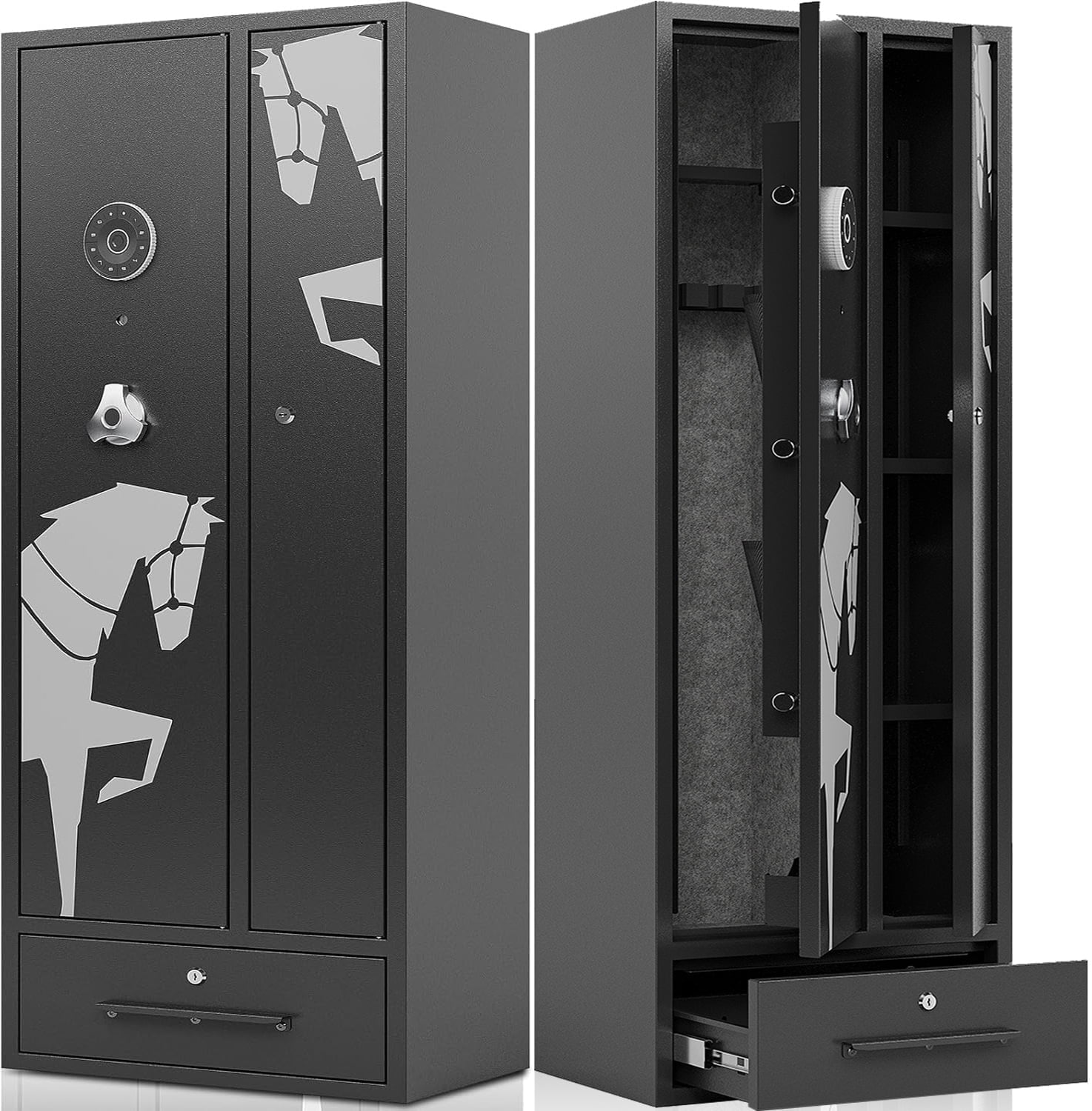 KAER 6 Gun Safe, Gun Cabinet for Rifle and Pistol, Multi-Function Rifle ...