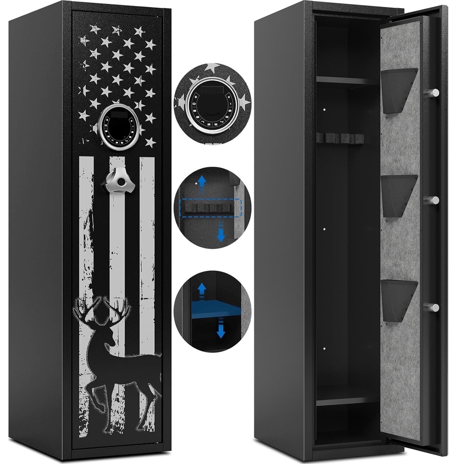 KAER 6 Gun Safe, Gun Cabinet for Rifle and Pistol, Assembled Rifle Safe ...