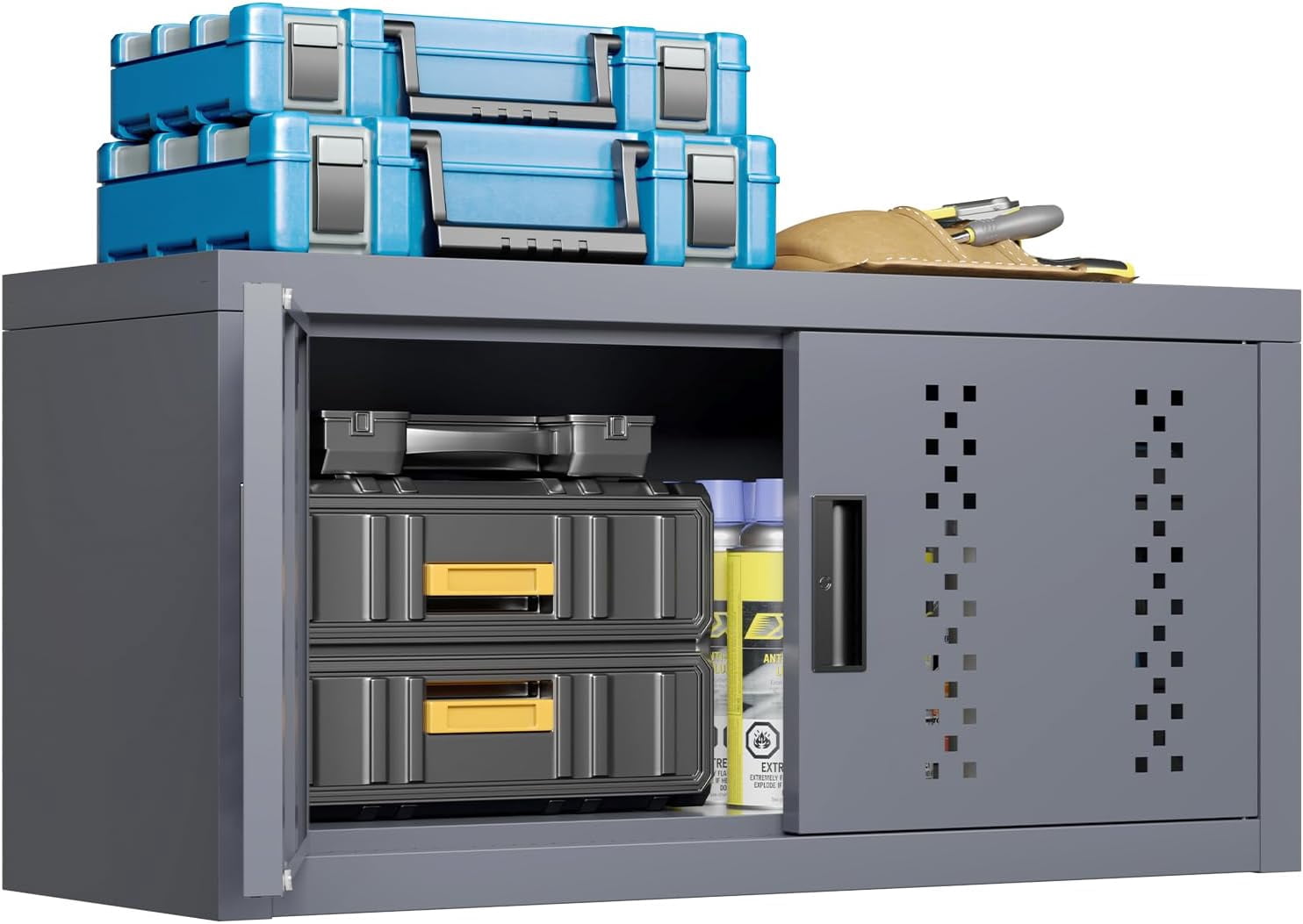 KAER Metal Garage Storage Cabinet Industrial Style Wall Garage Cabinets ...