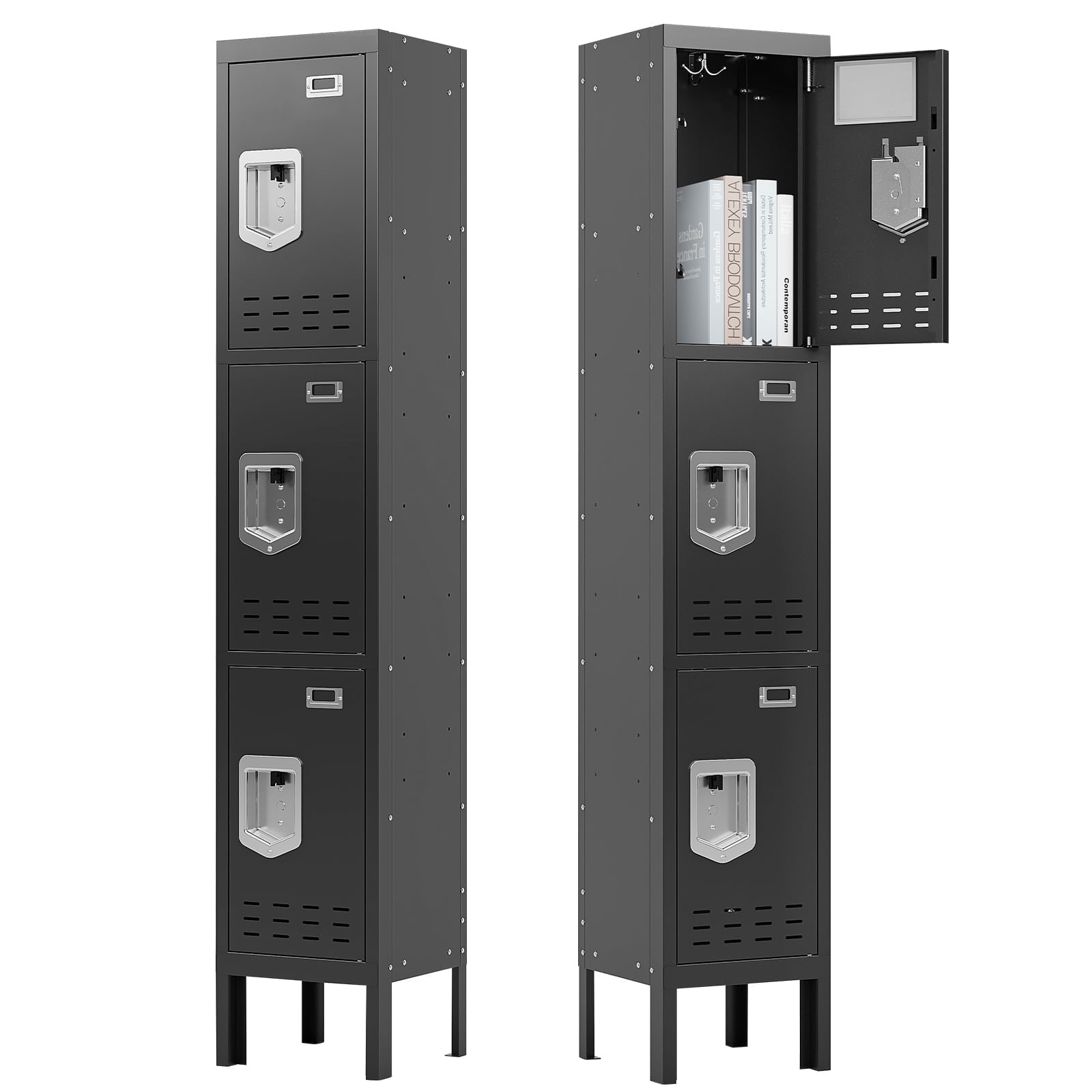KAER Metal Locker with 3 Doors 66“ Storage Locker for Employees ...