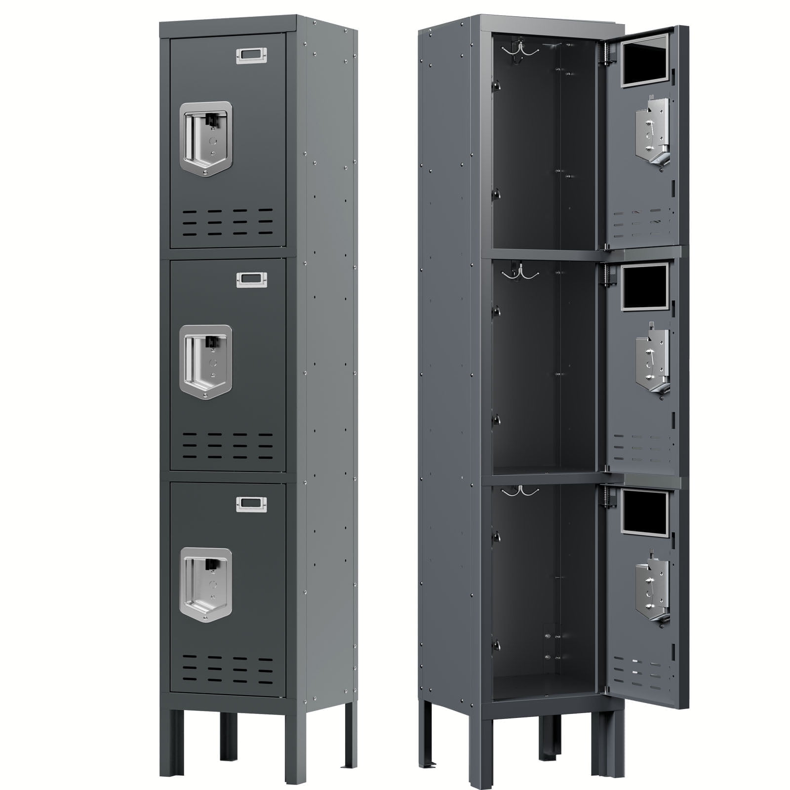 KAER Metal Locker with 3 Doors 66“ Storage Locker for Employees ...