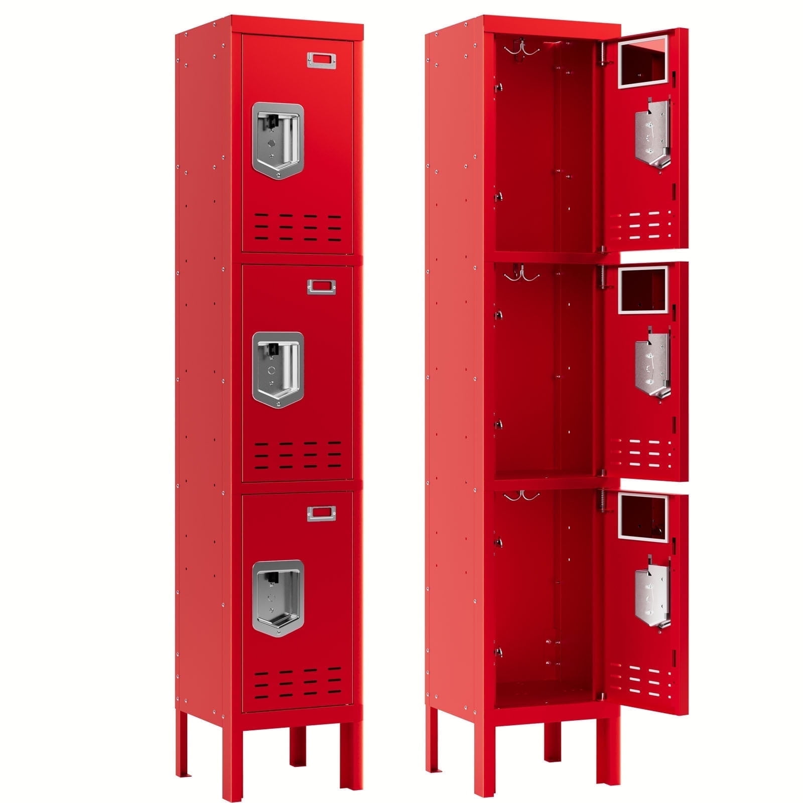 KAER Metal Locker with 3 Doors 66“ Storage Locker for Employees ...