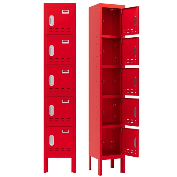 KAER Metal Locker with 5 Doors 66“ Storage Locker for Employees ...