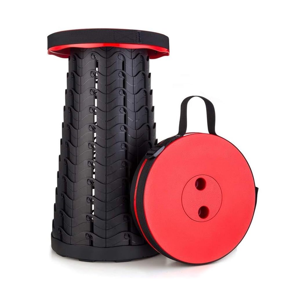 KAERMU Portable Collapsible Stool Camping Chair, Black-red Plastic, 2. ...