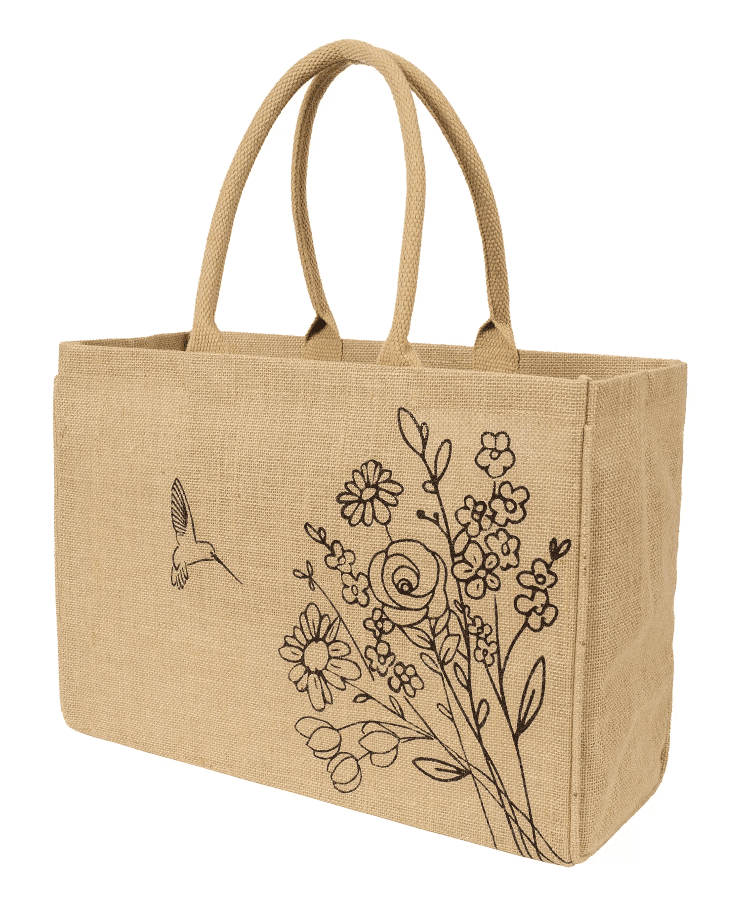 KAF Home Jute Grocery Tote Bag, Reusable Beach Bag with Interior Pocket ...