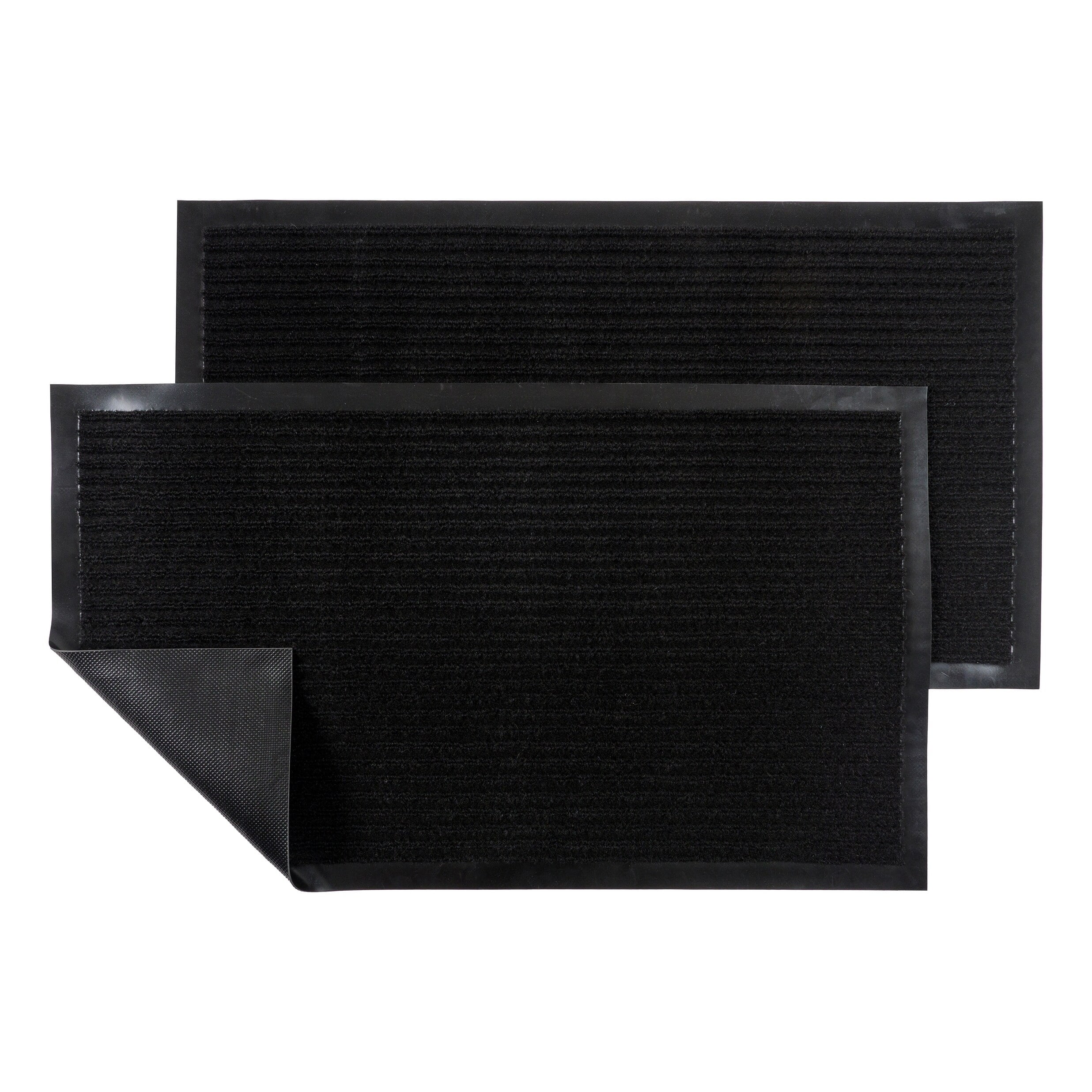 KAF Home Set of 2 Ribbed Door Mat with Non Slip PVC Backing 17" x 30 ...