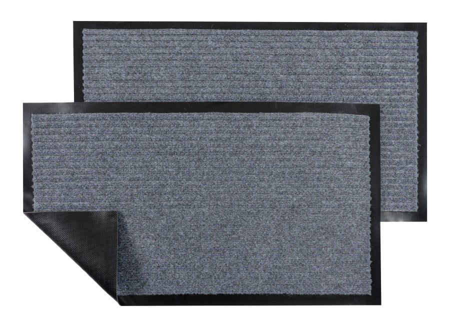 KAF Home Set of 2 Ribbed Door Mat with Non Slip PVC Backing 17" x 30 ...