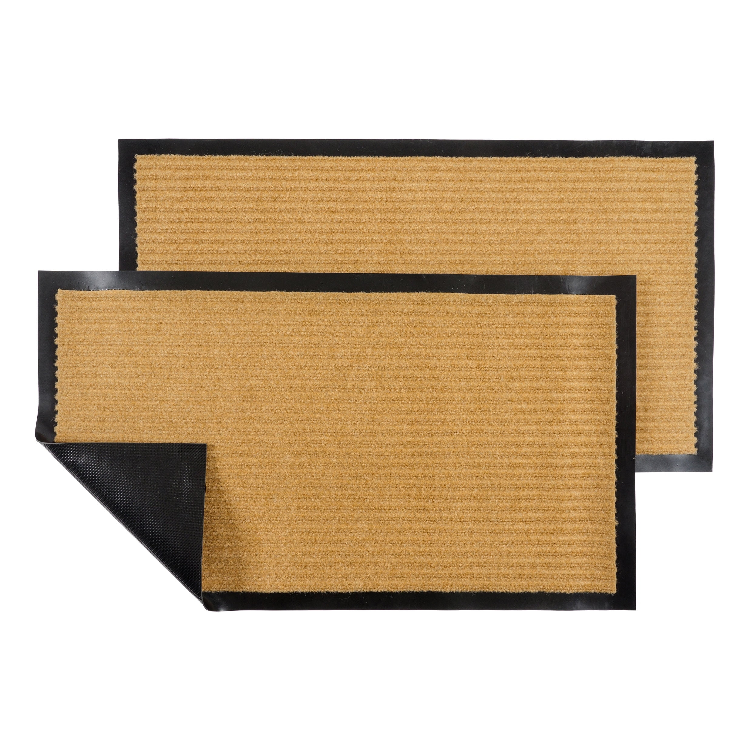 KAF Home Set of 2 Ribbed Door Mat with Non Slip PVC Backing 17" x 30 ...