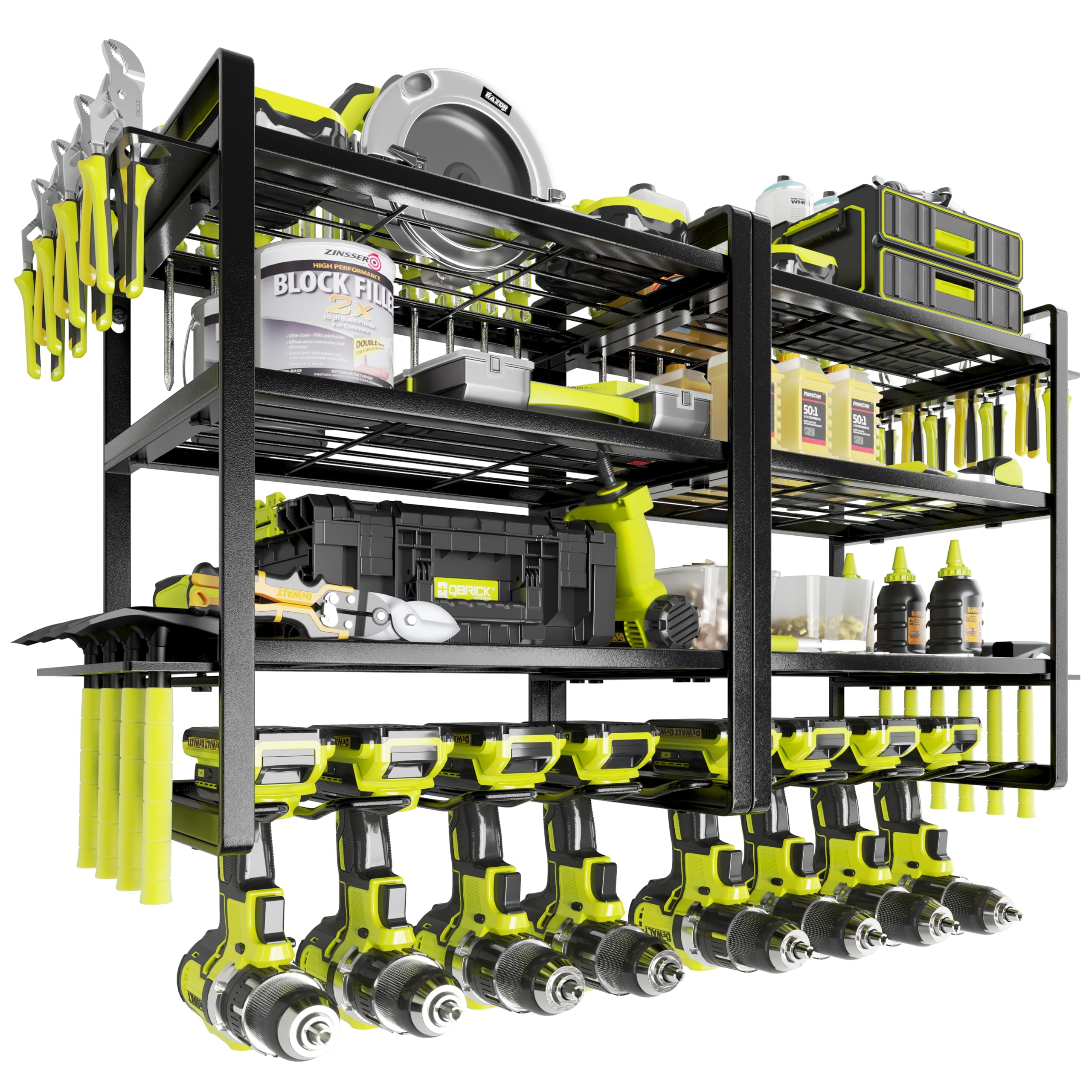 KAFAHOM Power Tool Organizer, 8 Drill Holder Wall Mount, 4 Layers ...