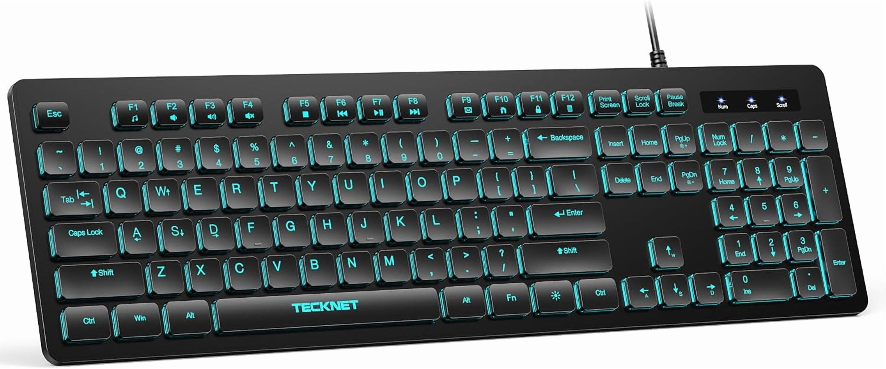 KAFEN-Wired RGB Keyboard,Silent USB Office Keyboard with Backlit Keys ...