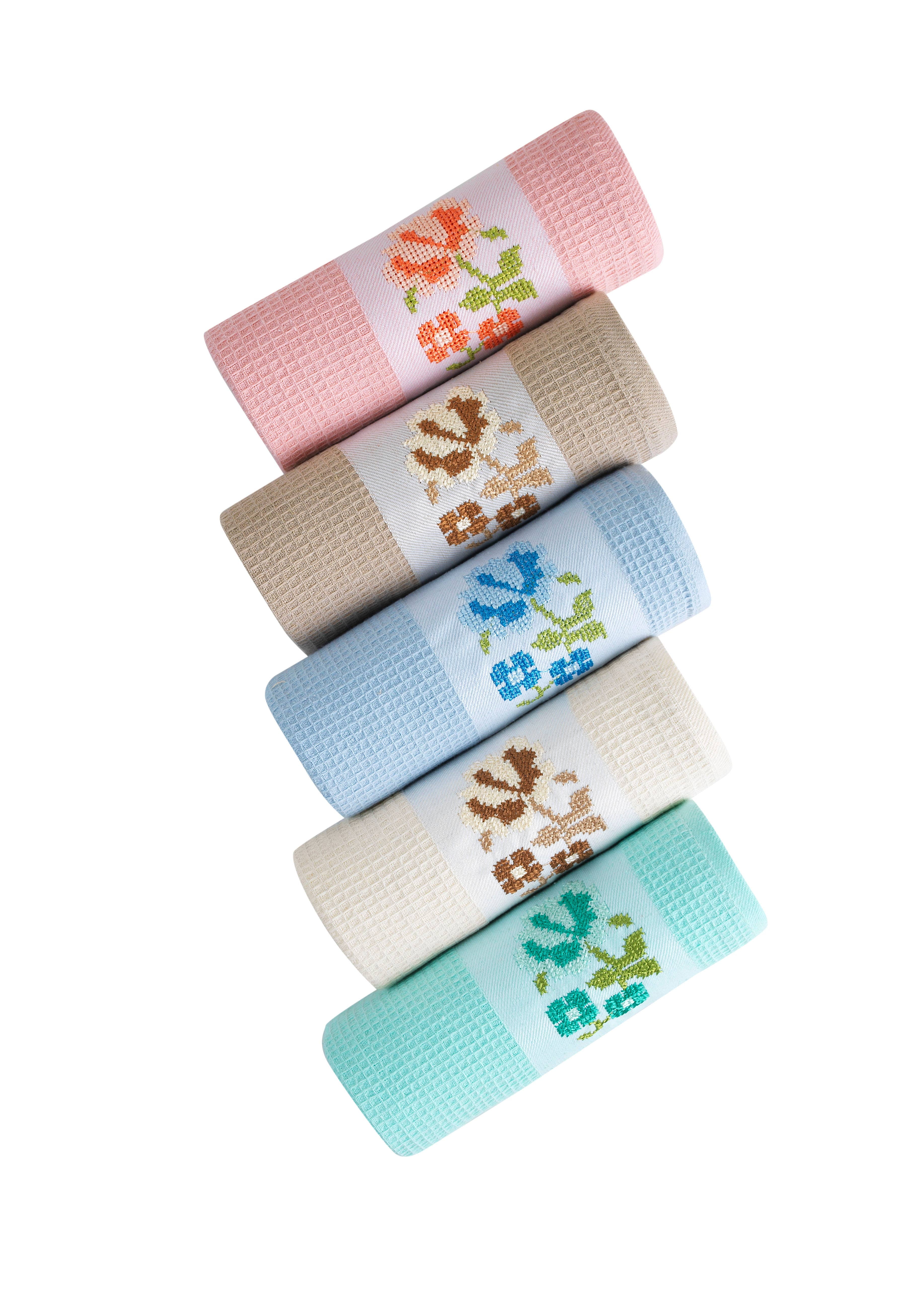 KAFTHAN Jacquard Kitchen Towels Set of 5, Cotton Kitchen Dish Cloths ...