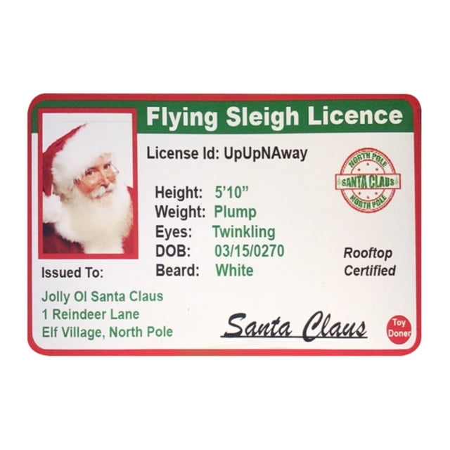 KAGAYD Santa Driver License Id Card Novelty Christmas Gift - Walmart.com