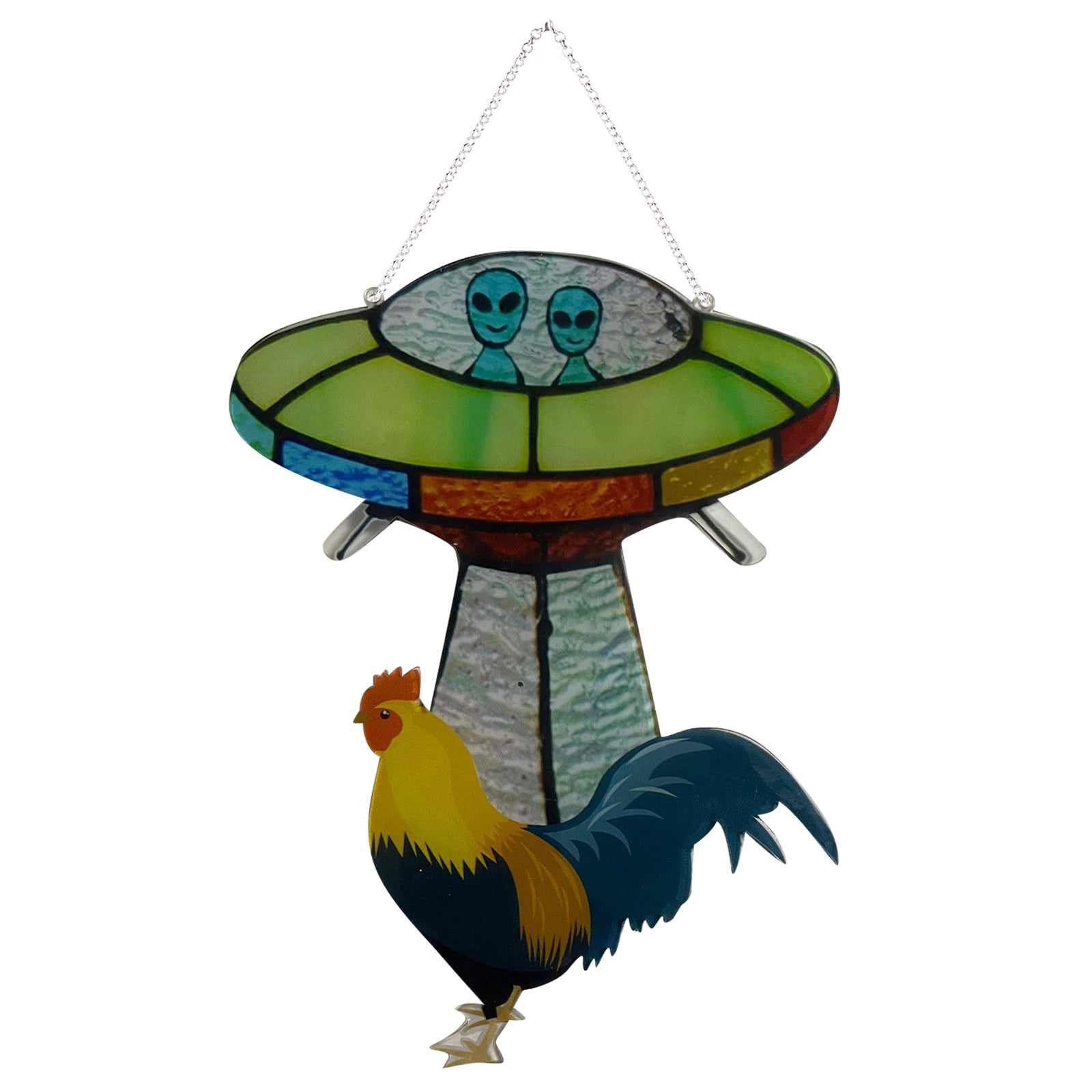 KAGAYD Ufo Alien Cow Pendant Ornaments Alien And Cow Stained Window ...
