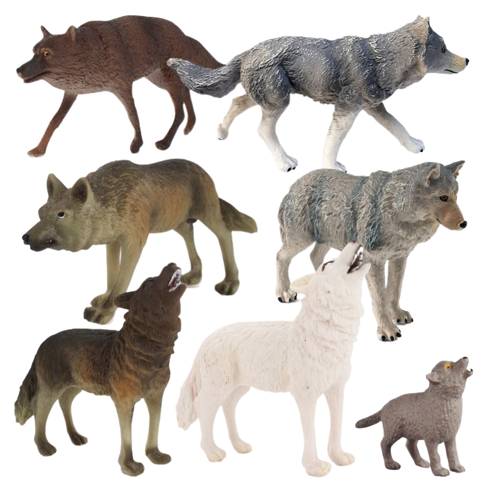 KAGAYD Wolf Figures Animal Wolf Toy Figurines Plastic Jungle Animal ...