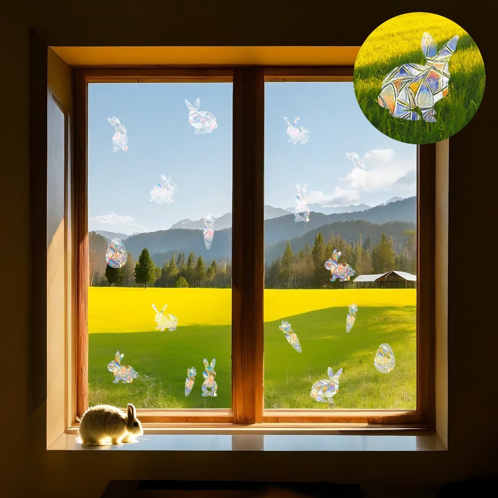 KAHSHEEN Rabbit Suncatcher Stickers - Easter Wincow Clings for Kids ...
