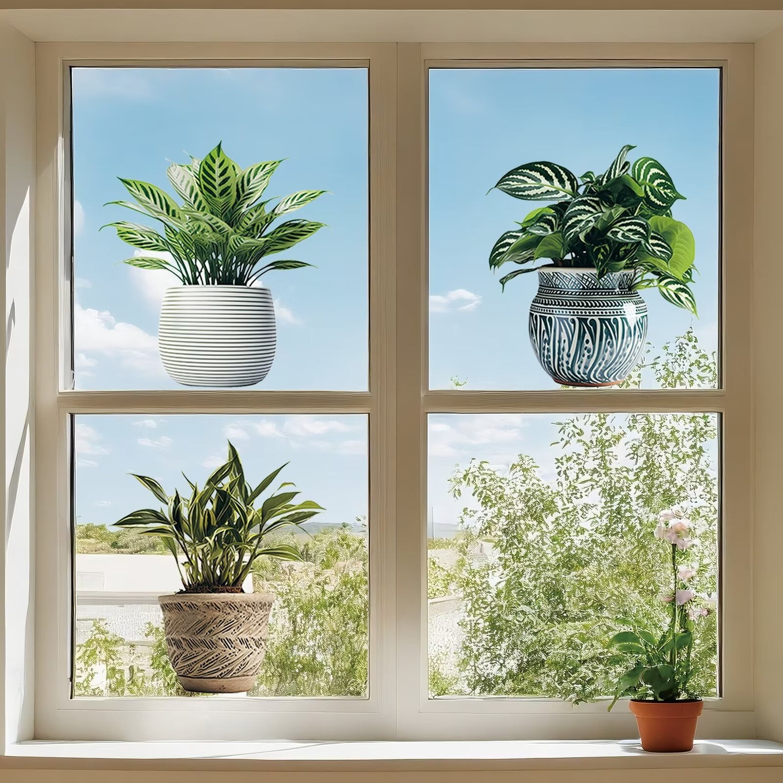 KAHSHEEN Static Window Stickers - Potted Green Plant Window Clings for ...
