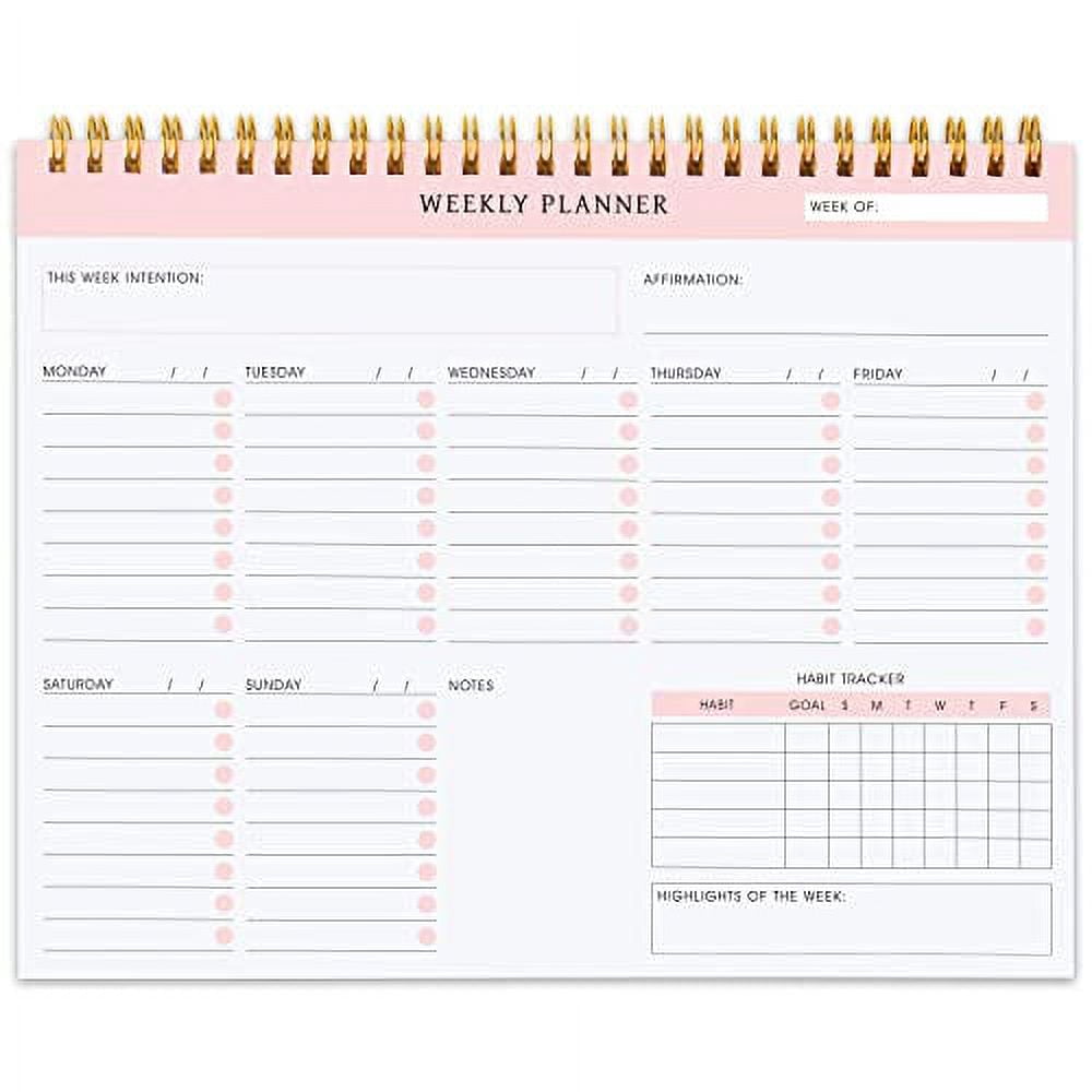 KAICN Undated Weekly Planner Notepad - Spiral To do Planner, Schedule ...