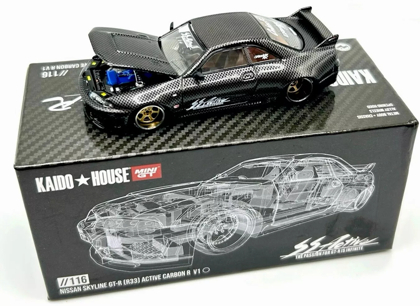 KAIDO HOUSE MINI GT NISSAN SKYLINE GT-R R33 ACTIVE CARBON R - Walmart.com