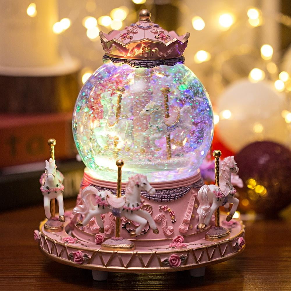 KAIEN Music box, gift box, carousel, crystal ball, automatic snowfall ...