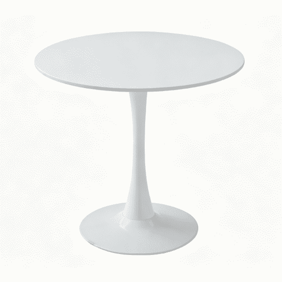 KAIFENG Space Saving Round Dining Table with Single Pedestal Base White ...