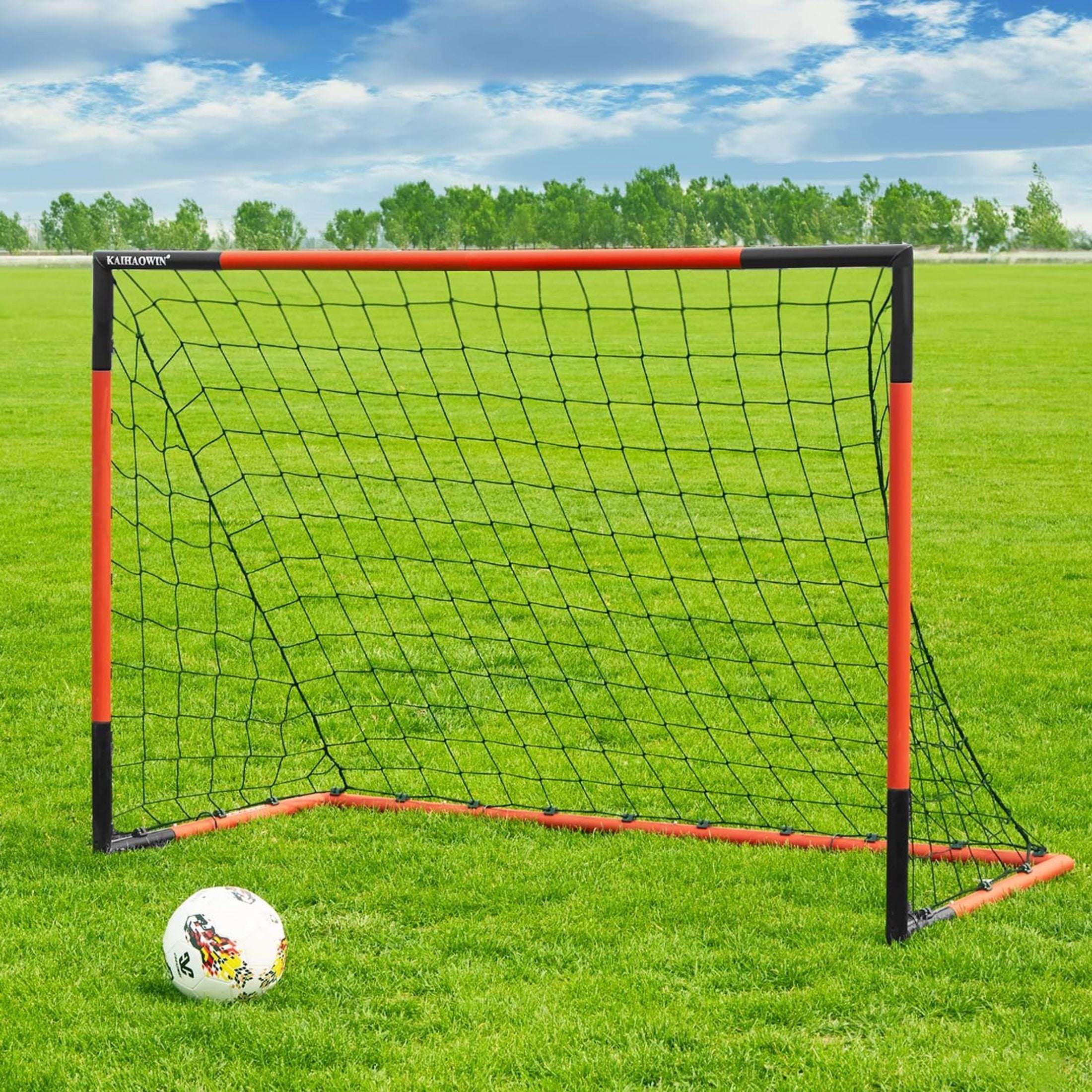 KAIHAOWIN 6'x4' Soccer Goal – Heavy Duty Steel Frame All-Weather Soccer Net for Backyard, Indoor ...