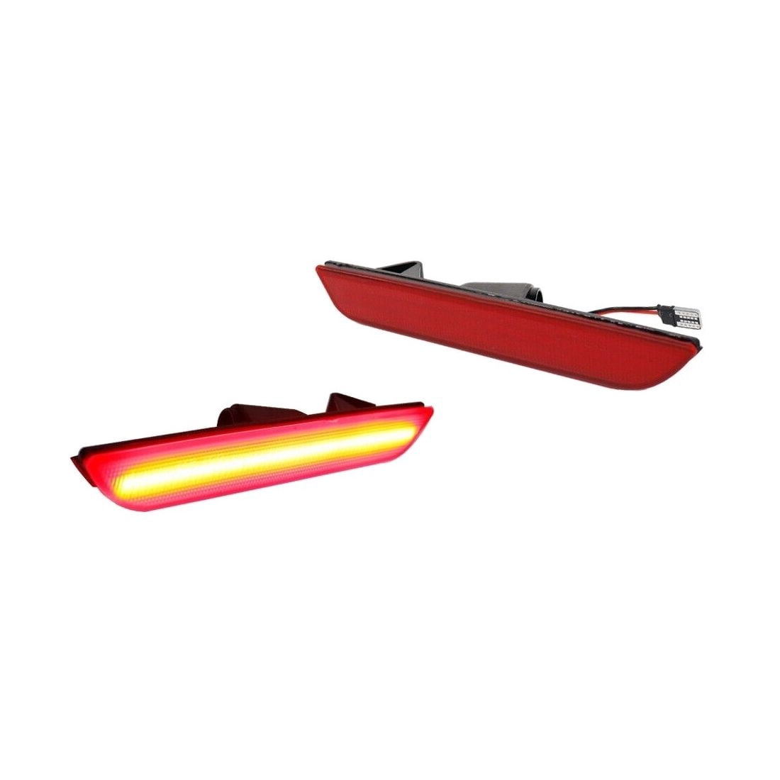 KAIHUIXING 2X Red Lens Rear Bumper Side Marker Lights Lamps Black ABS ...