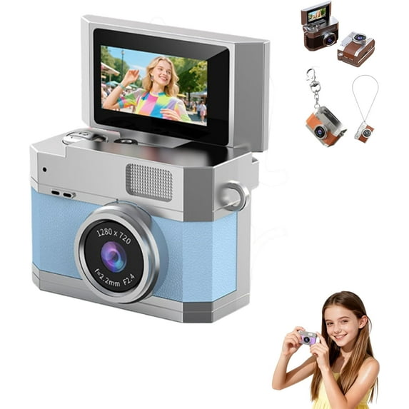 KAIKAIK 2026 New Thumb-Sized Flip Screen Mini Camera, Retro Digital ...