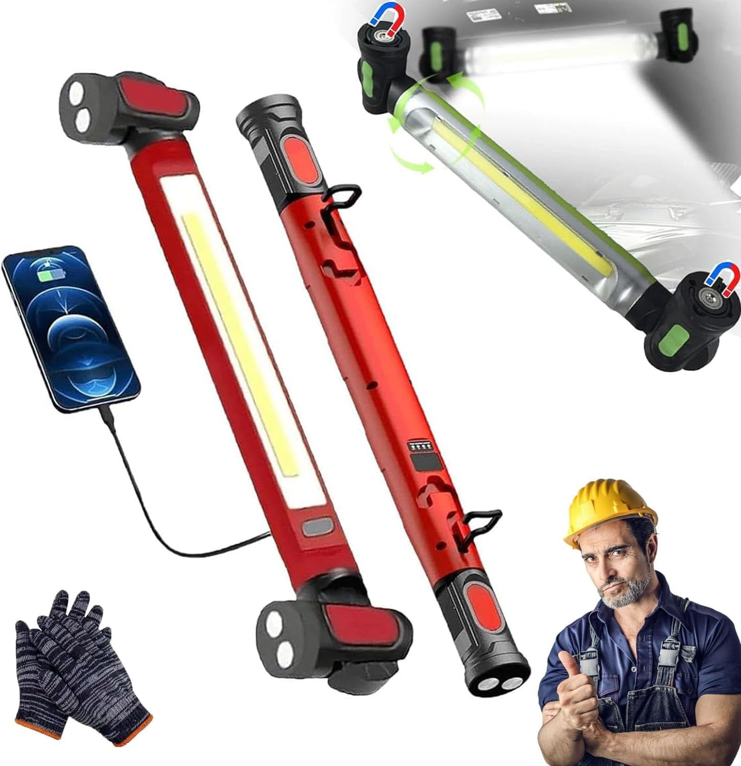 KAIKAIK 3000lm Work Light Flashlight, 5200mah Rechargeable Underhood ...
