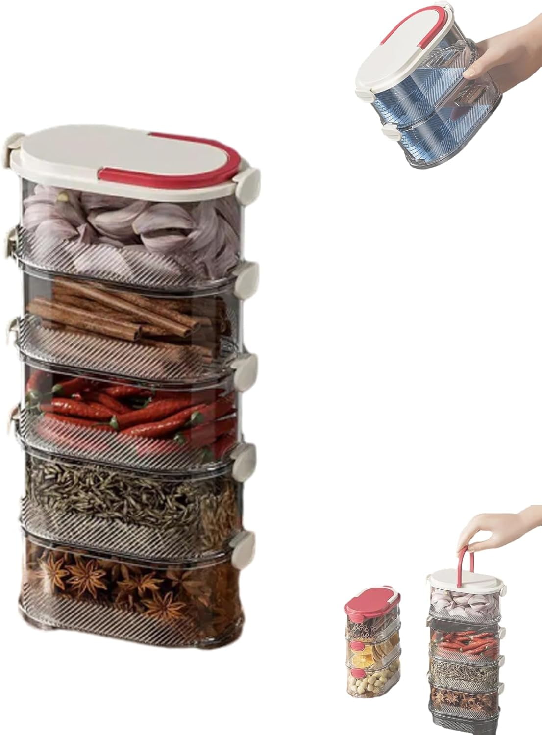 KAIKAIK Multi-Layer Sealed Spice Organizer, Stackable Spice Storage Box ...