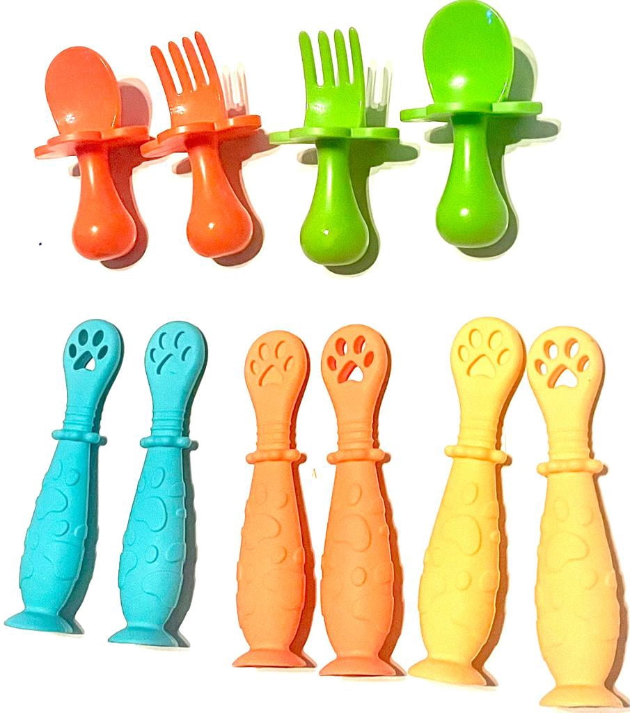 KAILEXBABY 10Pcs Soft Silicone Baby Feeding Spoon and Fork Set ...