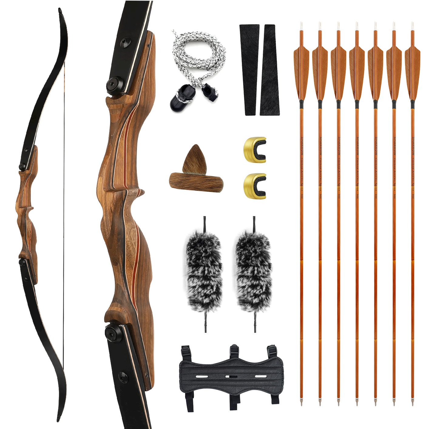 KAIMEI 60" Wood ILF Recurve Bow Kit 30-60 lbs - Walmart.com