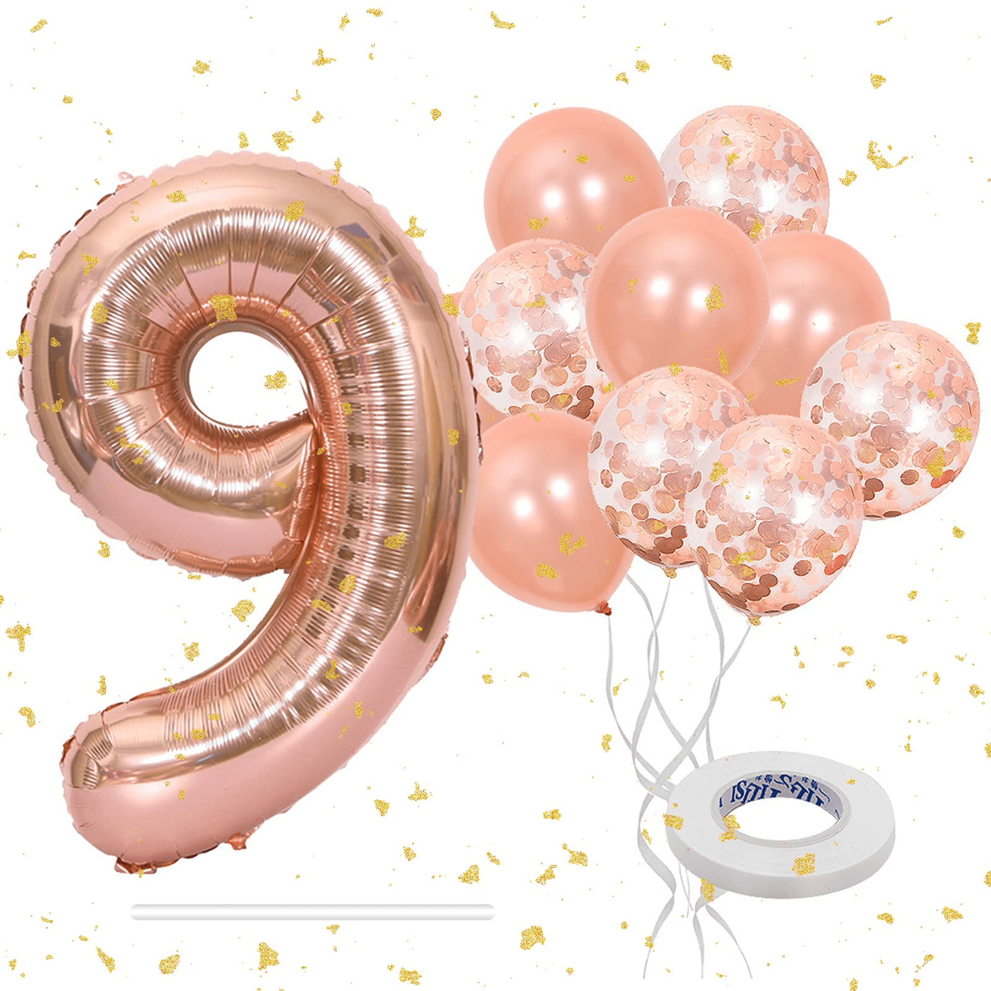 KAINSY 40inch 9 Number Balloon Giant Rose Gold Digit Foil Balloons ...