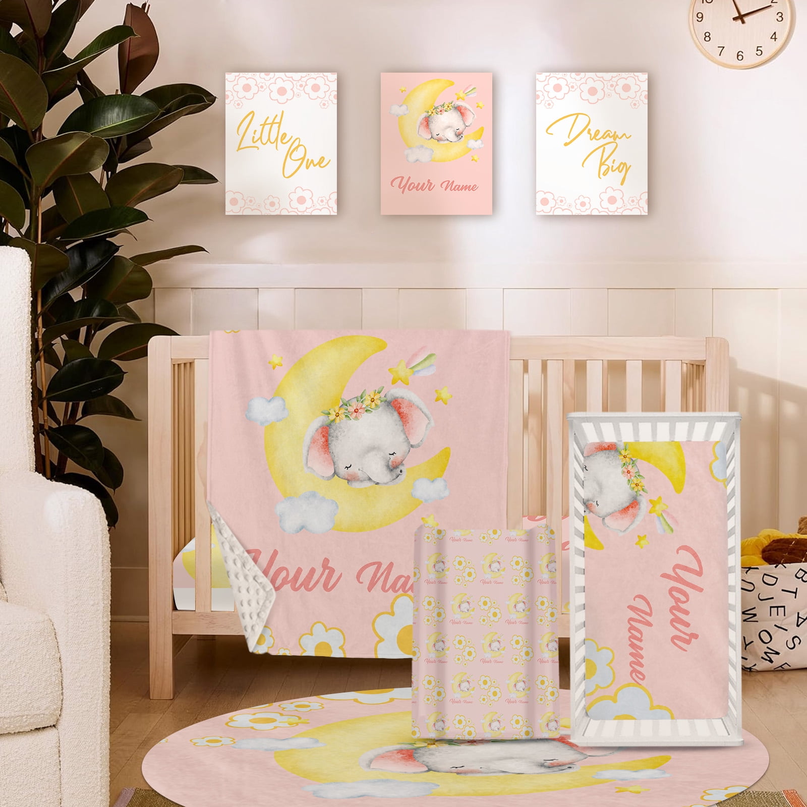 KAINSY Custom Baby Bedding Set,5 Pcs Personalized Name Baby sheets for ...