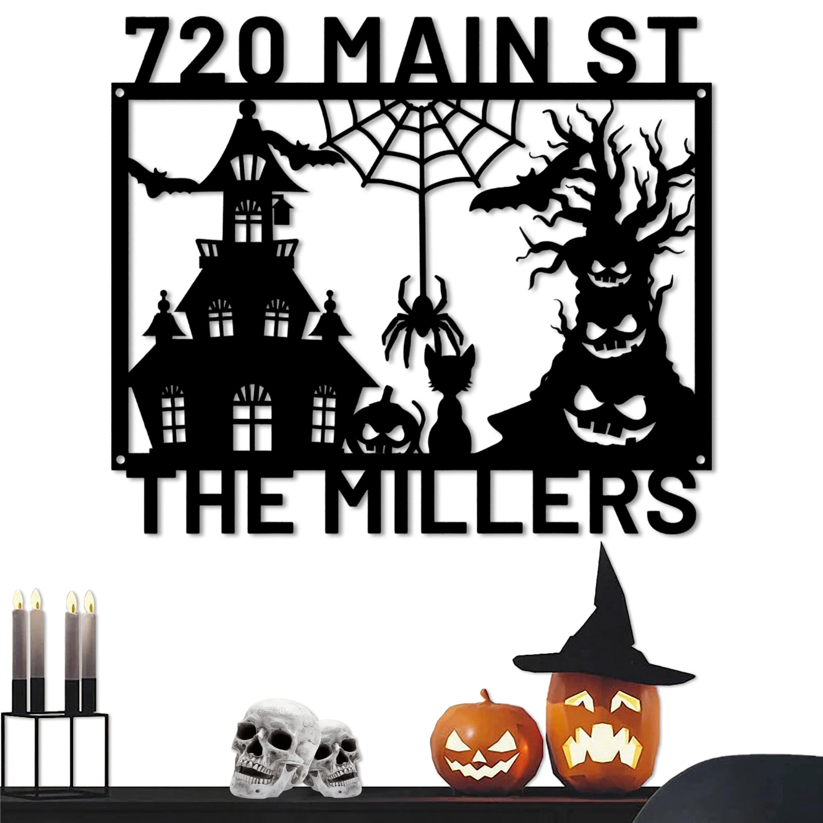 KAINSY Custom Halloween Signs Outdoor Metal, Personalized Pumpkin Metal ...