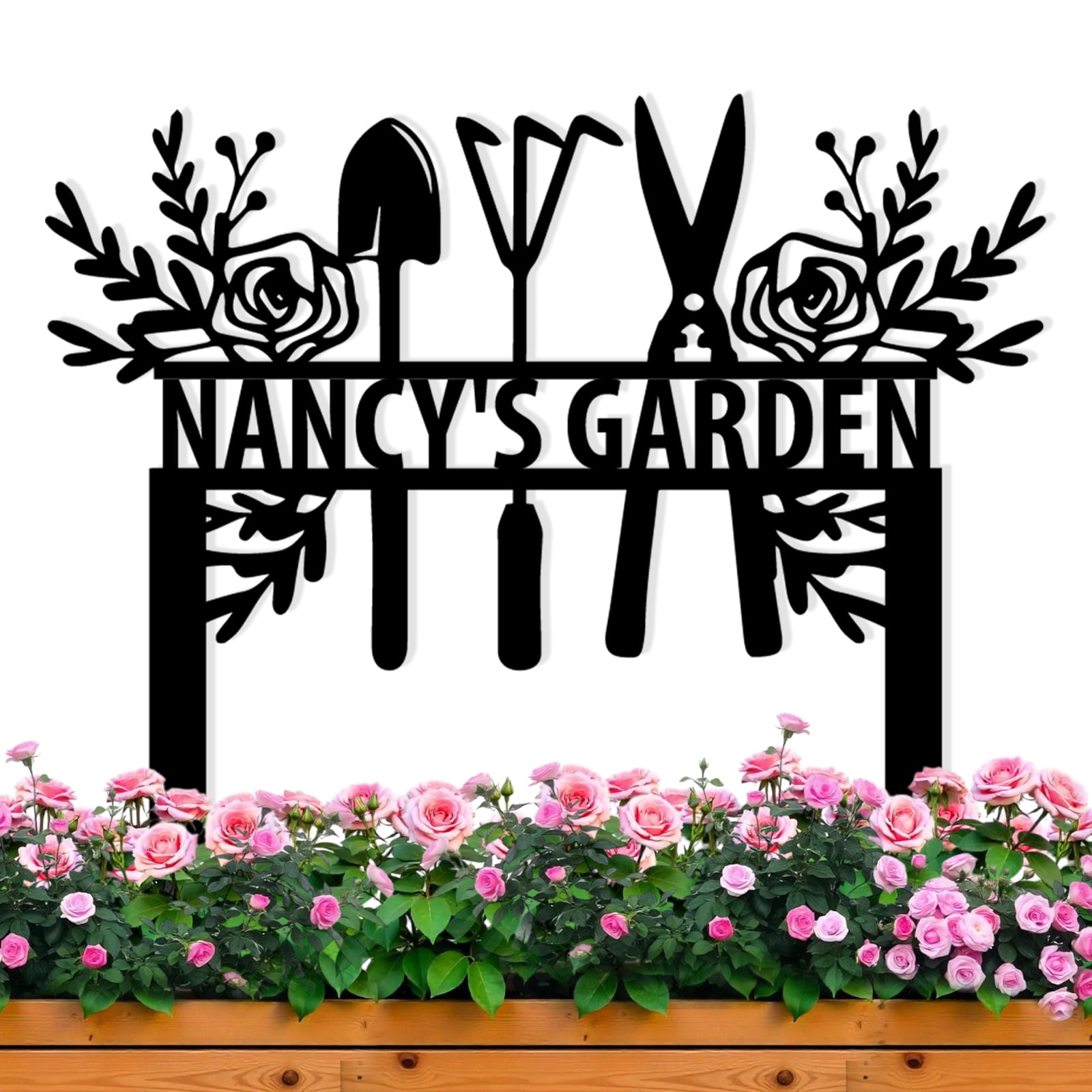 KAINSY Custom Metal Garden Sign, Metal Garden Tools Sign with Stakes ...