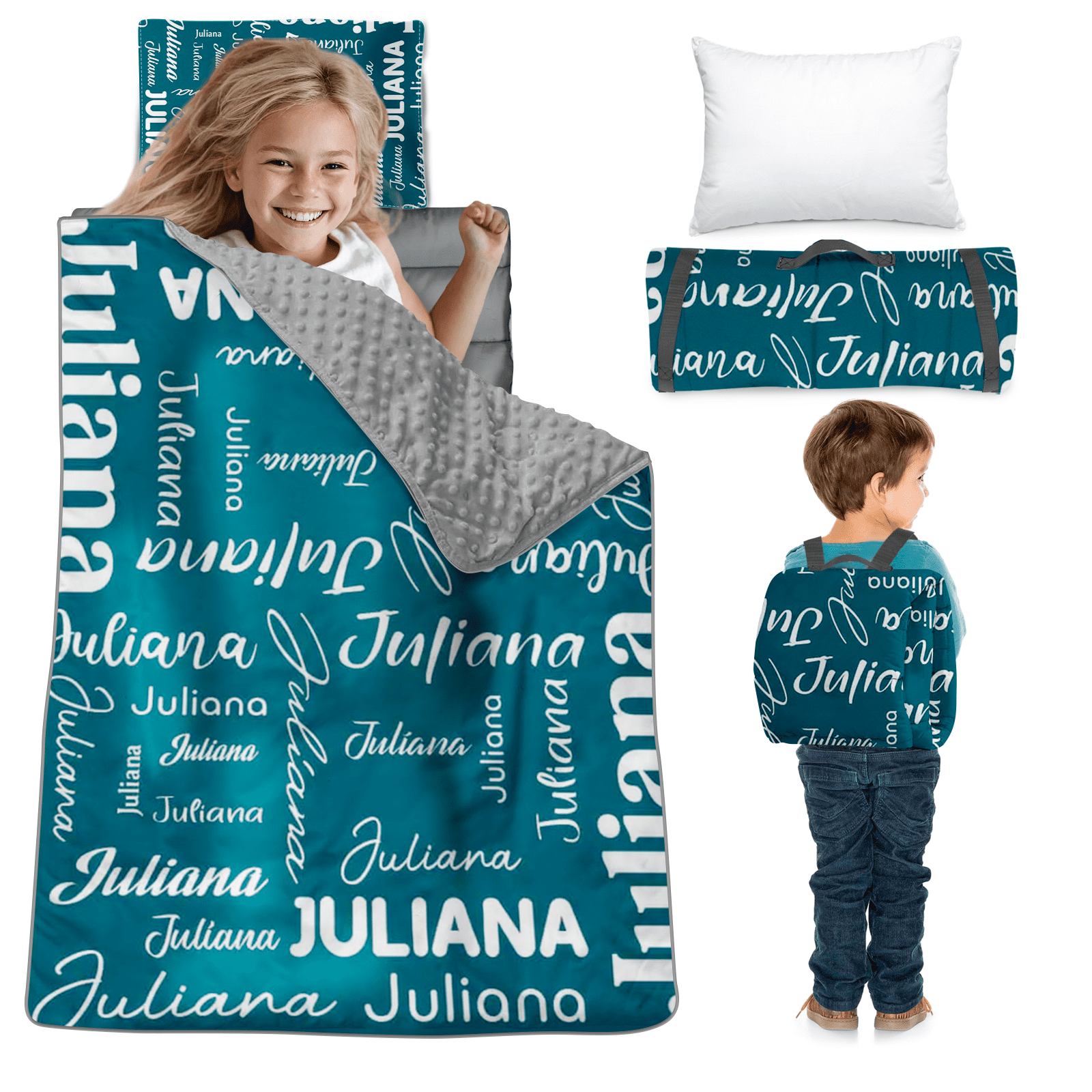KAINSY Custom Name Toddler Nap Mat, Personalized Kids Sleeping Mat for ...