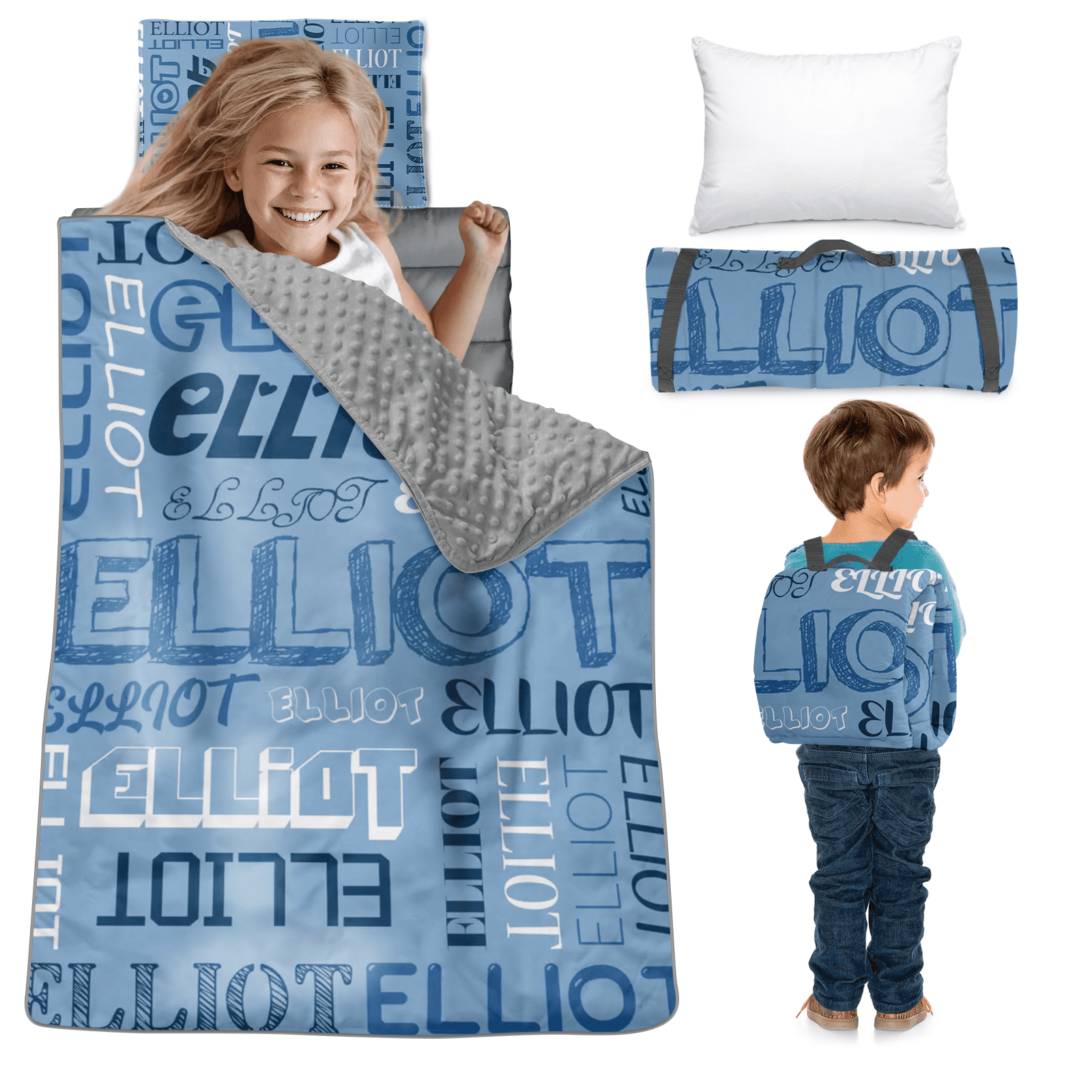 KAINSY Custom Name Toddler Nap Mat, Personalized Kids Sleeping Mat for ...