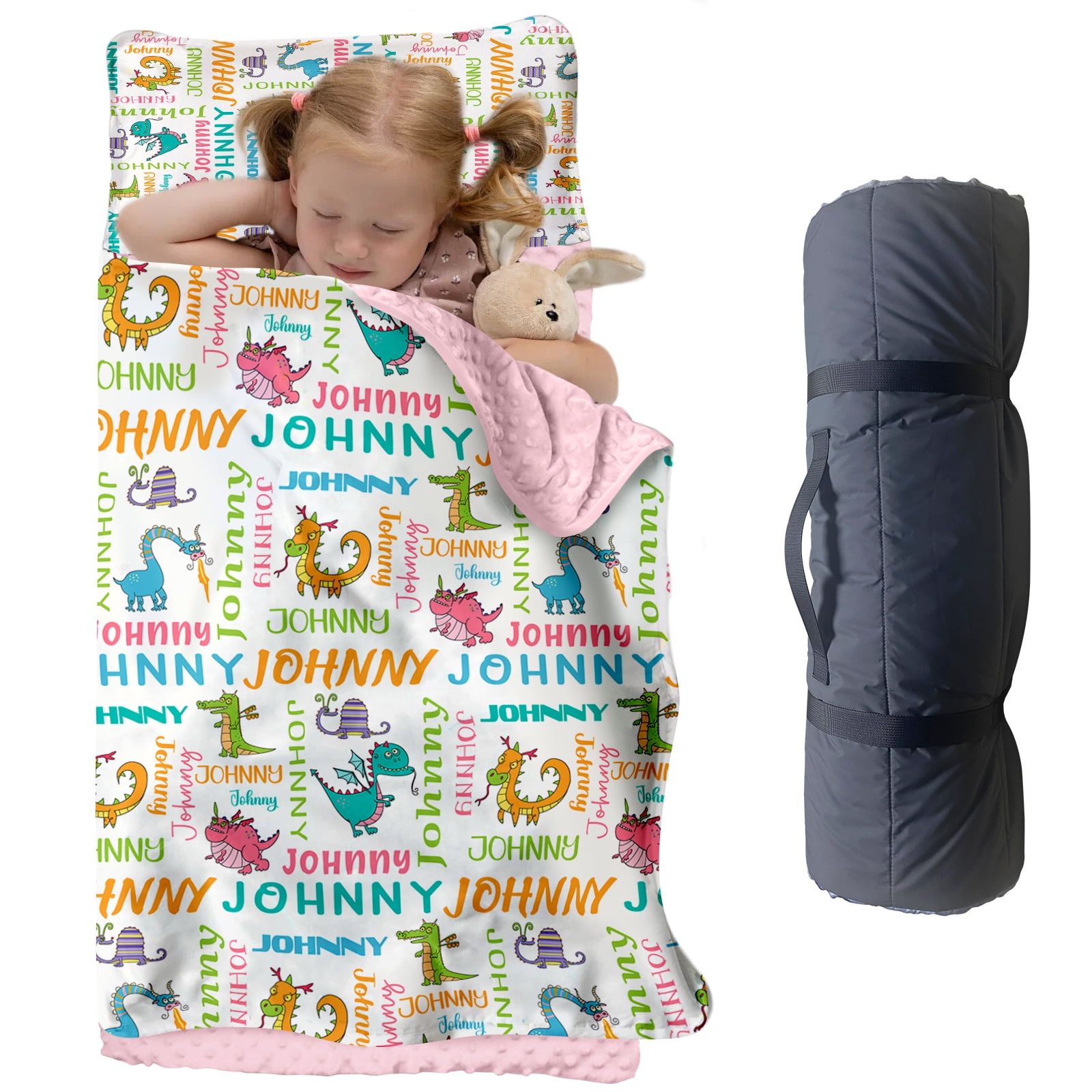KAINSY Custom Name Toddler Nap Mat, Personalized Small Cute Dinosaur ...