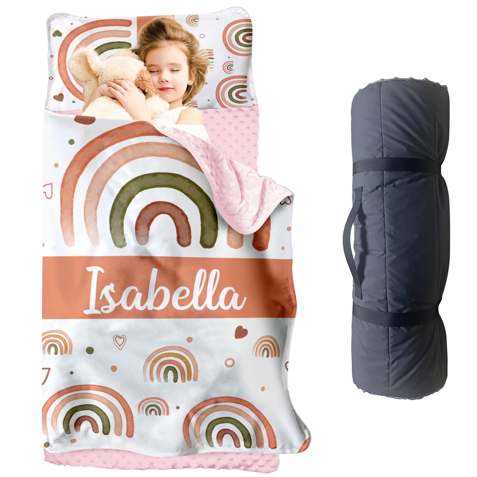 KAINSY Custom Rainbow Toddler Nap Mat for Girls , Personalized Name ...